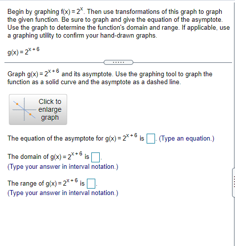Solved Begin by graphing f(x)=2*. Then use transformations | Chegg.com