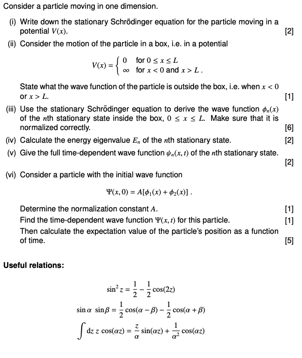 Solved [2] Consider a particle moving in one dimension. (i) | Chegg.com