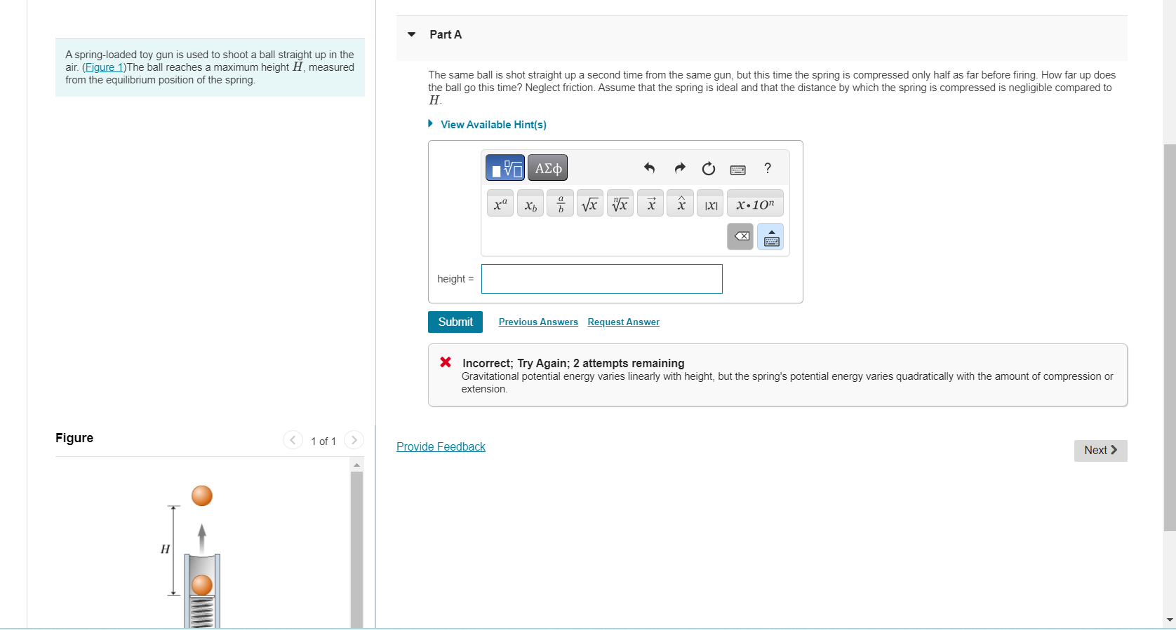 Solved A spring-loaded toy gun is used to shoot a ball | Chegg.com