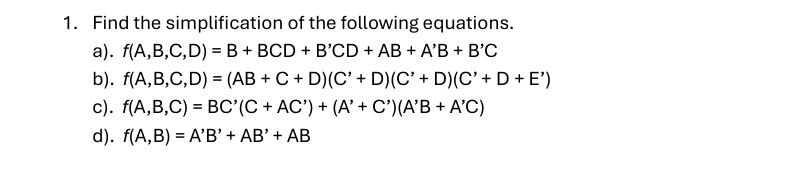Solved Find the simplification of the following | Chegg.com
