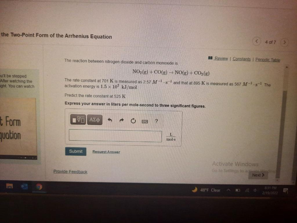 Solved the Two-Point Form of the Arrhenius Equation