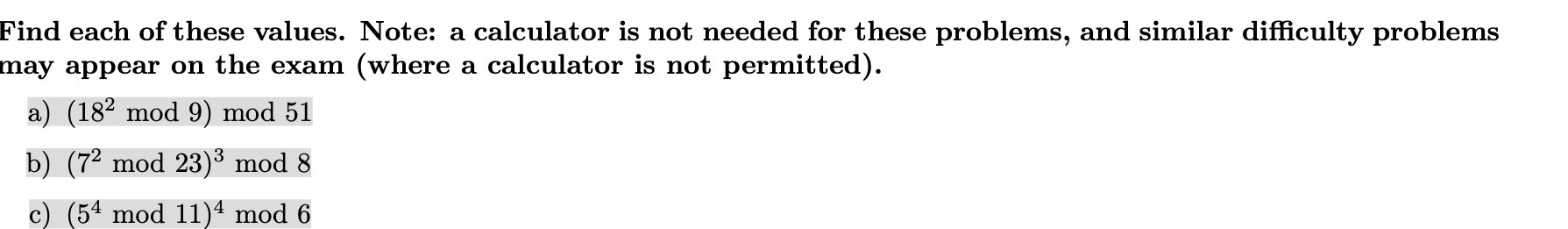 Solved Find each of these values. Note: a calculator is not | Chegg.com