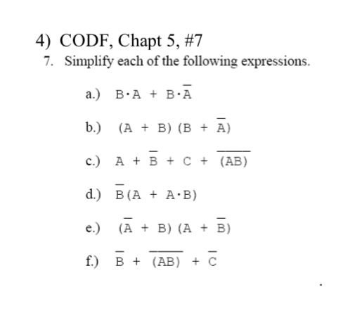 Solved 4 Codf Chapt 5 7 7 Simplify Each Of The 1893