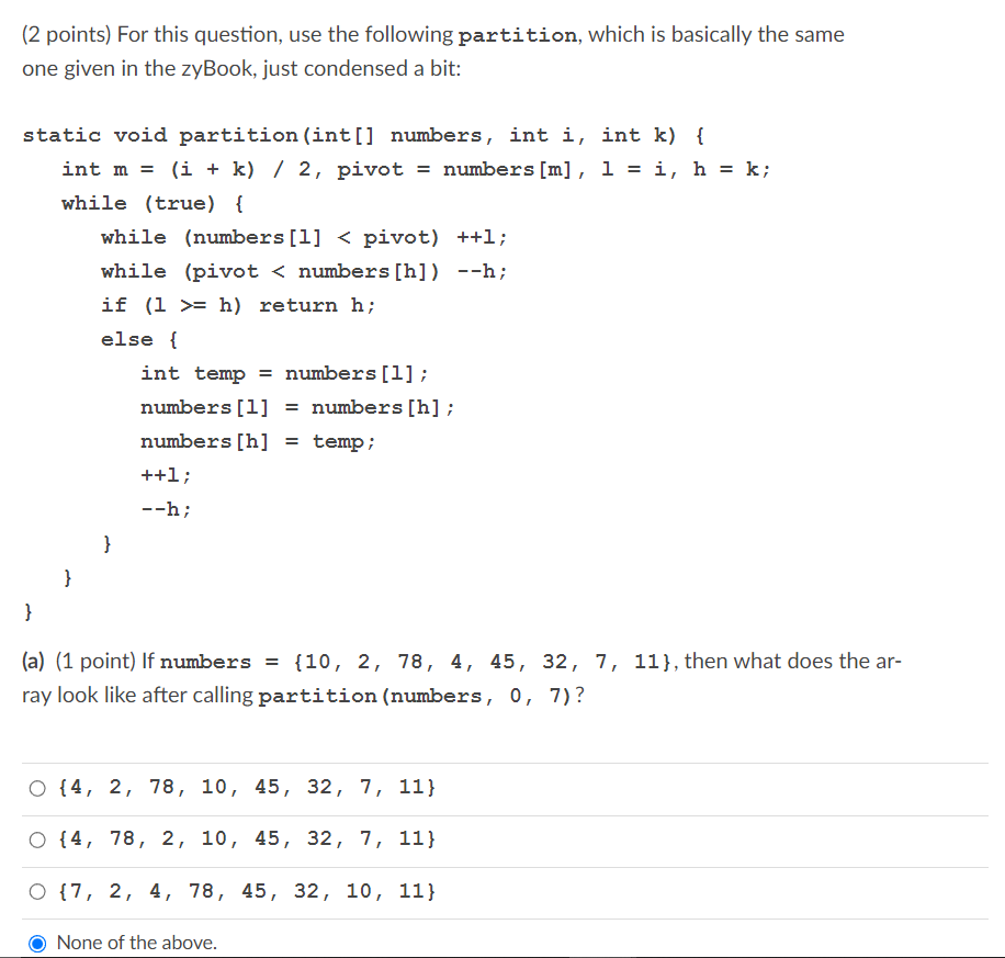 (2 points) For this question, use the following | Chegg.com