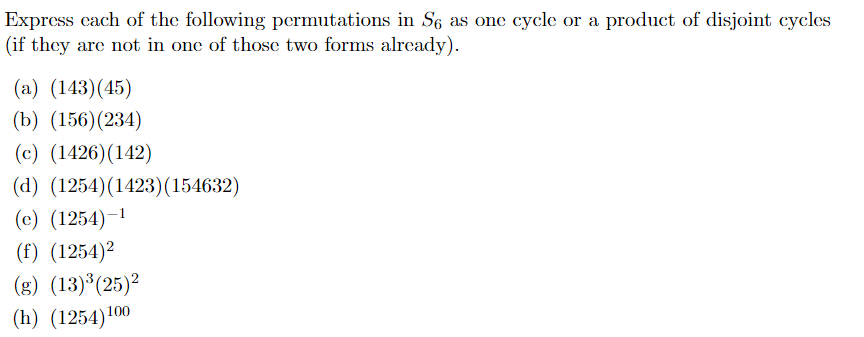 Solved Express cach of the following permutations in S6 as | Chegg.com