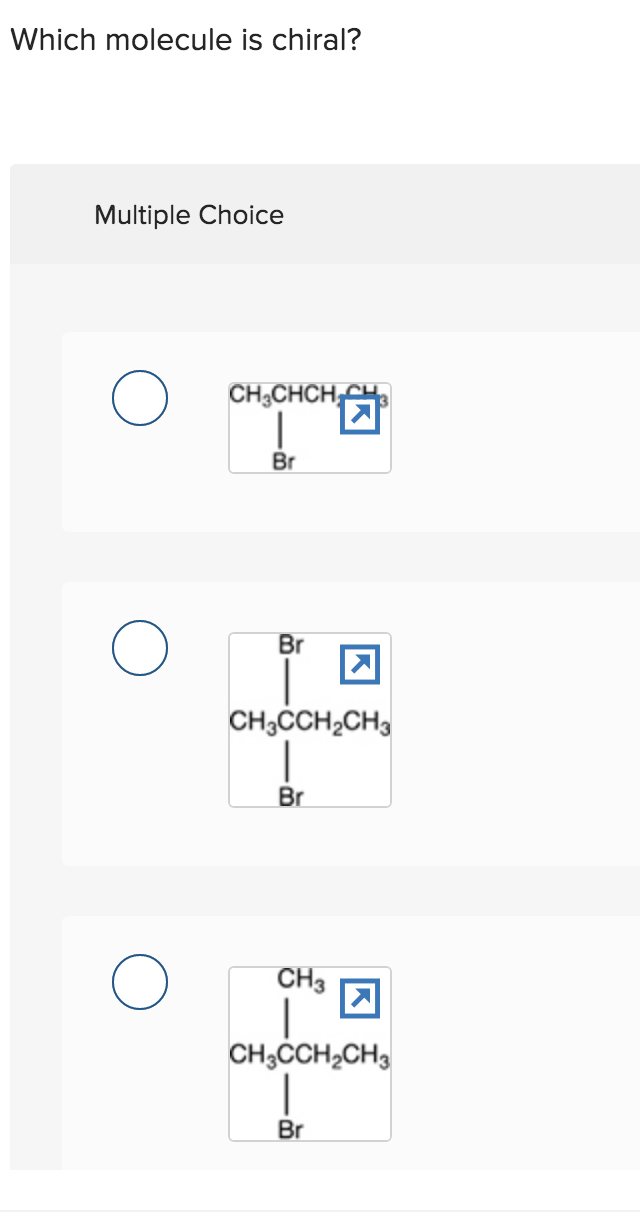 Solved Which molecule is chiral? Multiple Choice CH3CHCH CY | Chegg.com