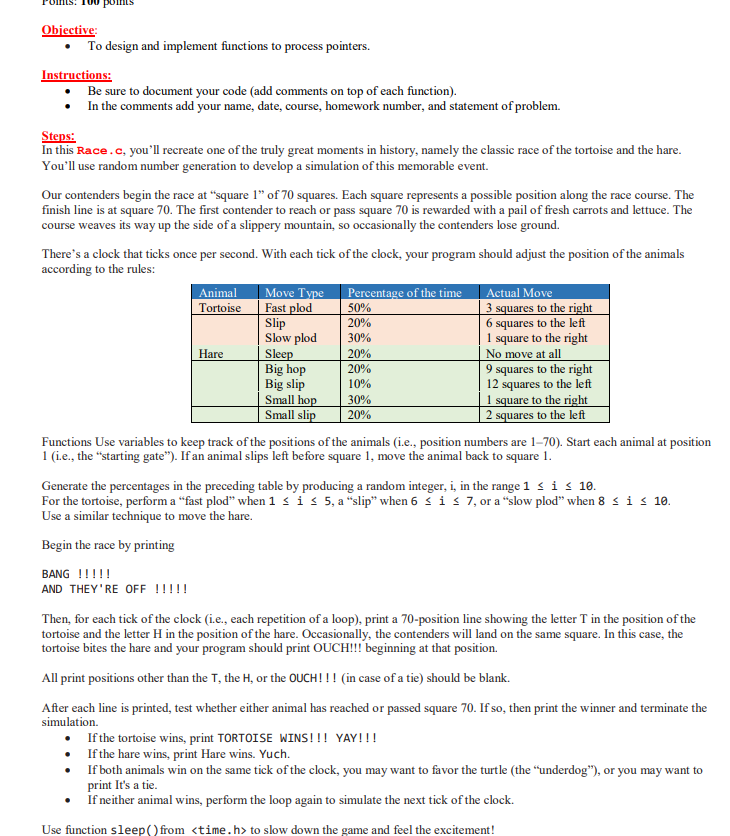 Solved Objective To design and implement functions to | Chegg.com