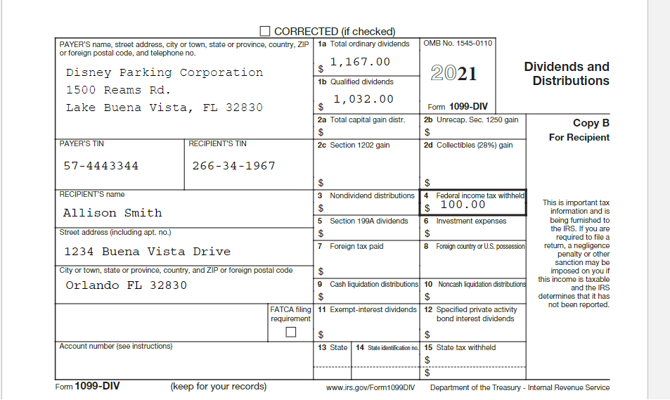 Solved CORRECTED (if checked) Form 1099-DIV (keep for your | Chegg.com