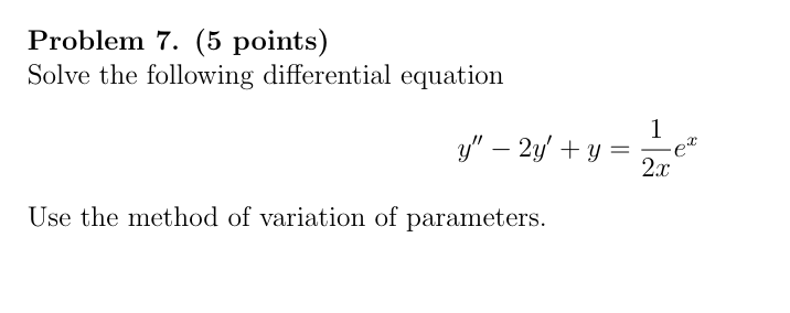 Solved Problem 7. (5 ﻿points)Solve the following | Chegg.com