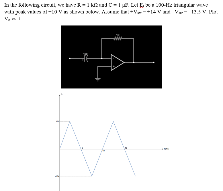 Solved In the following circuit, we have R=1kΩ and C=1μF. | Chegg.com