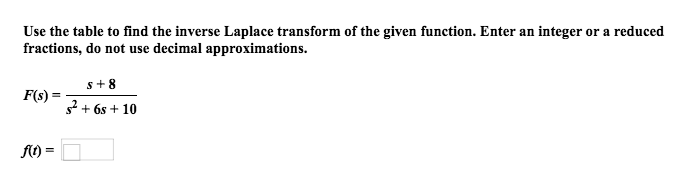 Solved Use the table to find the inverse Laplace transform | Chegg.com