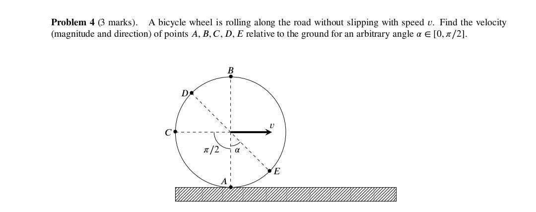Solved Problem 4 (3 marks). A bicycle wheel is rolling along | Chegg.com