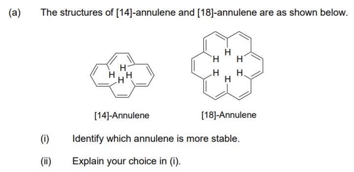 Solved (a) The structures of [14]-annulene and [18]-annulene | Chegg.com