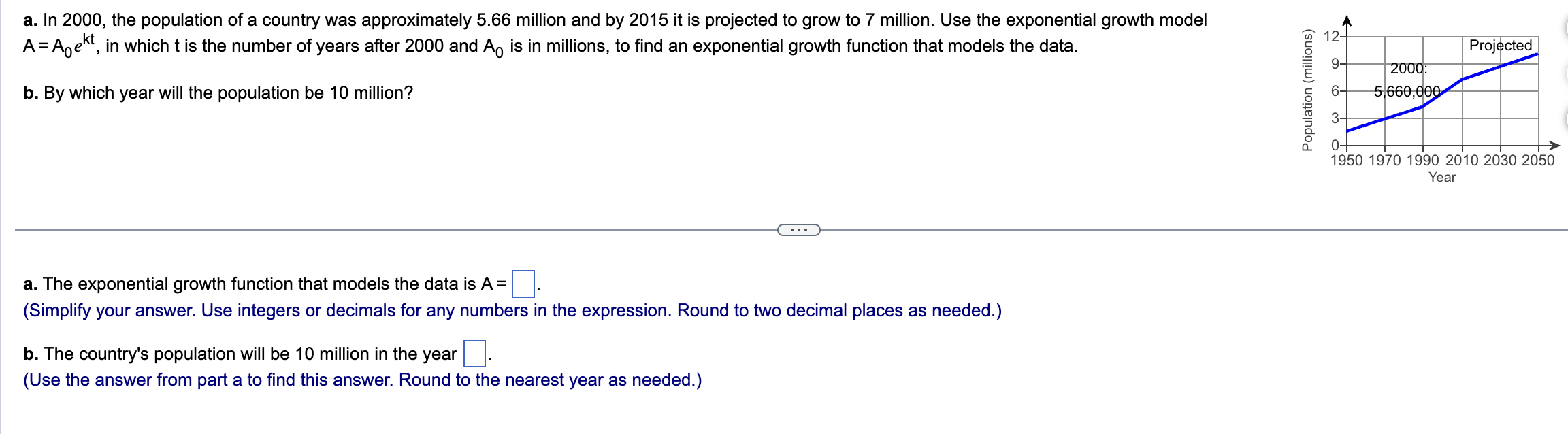 Solved a. In 2000 , the population of a country was | Chegg.com