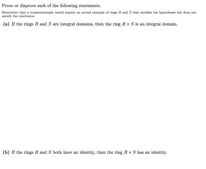 Solved Prove or disprove each of the following statements. | Chegg.com