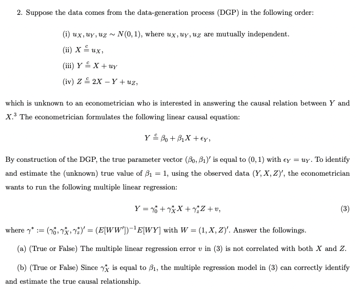 Solved 2. Suppose the data comes from the data-generation | Chegg.com