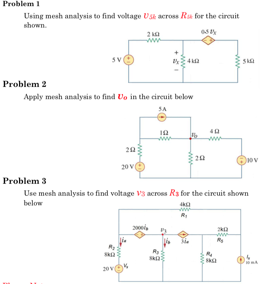 Solved Problem 1 Using mesh analysis to find voltage U 5k | Chegg.com