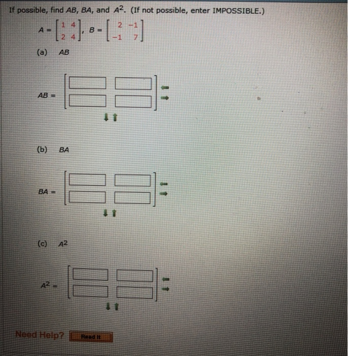 Solved If Possible Find Ab Ba And A2 If Not Possible 5587