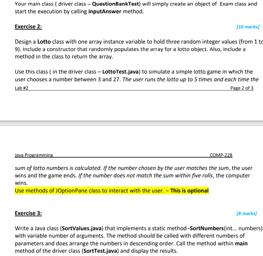 Solved Exercise 1: [12 marks] Write a Java application that | Chegg.com