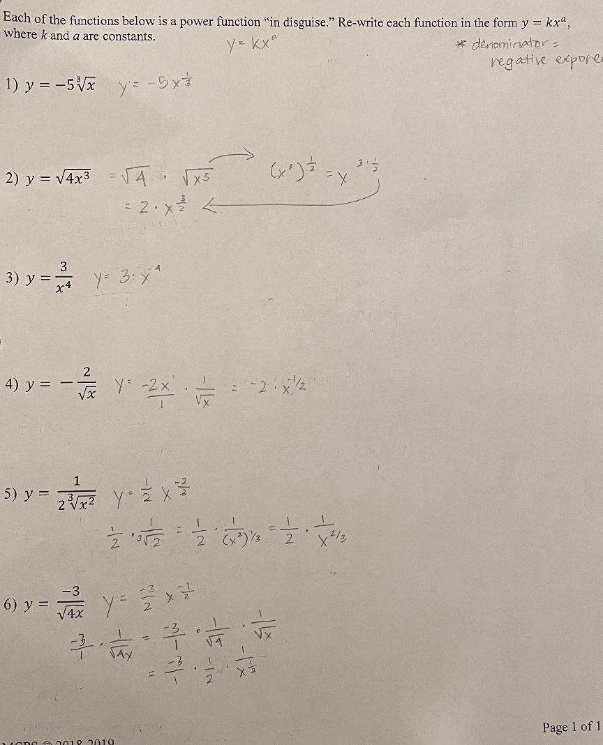 Solved Each of the functions below is a power function "in | Chegg.com