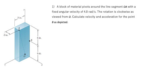 Solved 1) A block of material pivots around the line segment | Chegg.com