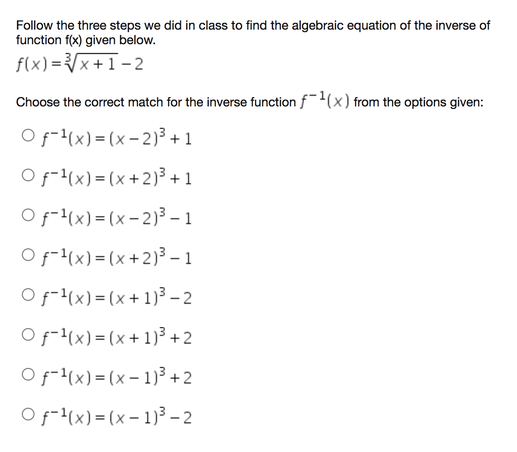 Solved Follow the three steps we did in class to find the | Chegg.com