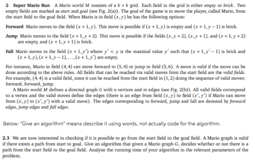 Solved 2 Super Mario Run A Mario World M consists of a k xk | Chegg.com
