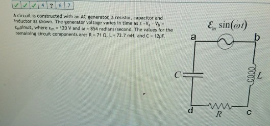 Solved A circuit is constructed with an AC generator, a | Chegg.com