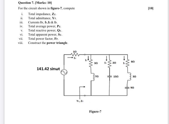 Solved [10] Question 7. Marks: 101 For the circuit shown in | Chegg.com