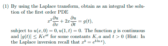 Solved (1) By using the Laplace transform, obtain as an | Chegg.com