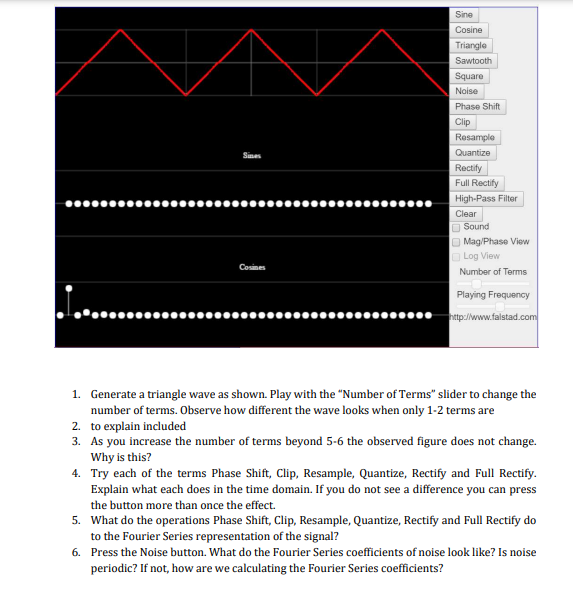 1. Generate a triangle wave as shown. Play with the | Chegg.com