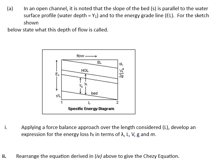 (a) In an open channel, it is noted that the slope of | Chegg.com