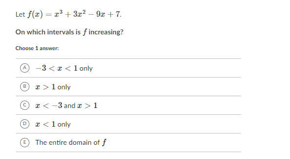 Solved Let f(x)=x3+3x2-9x+7.On which intervals is f | Chegg.com