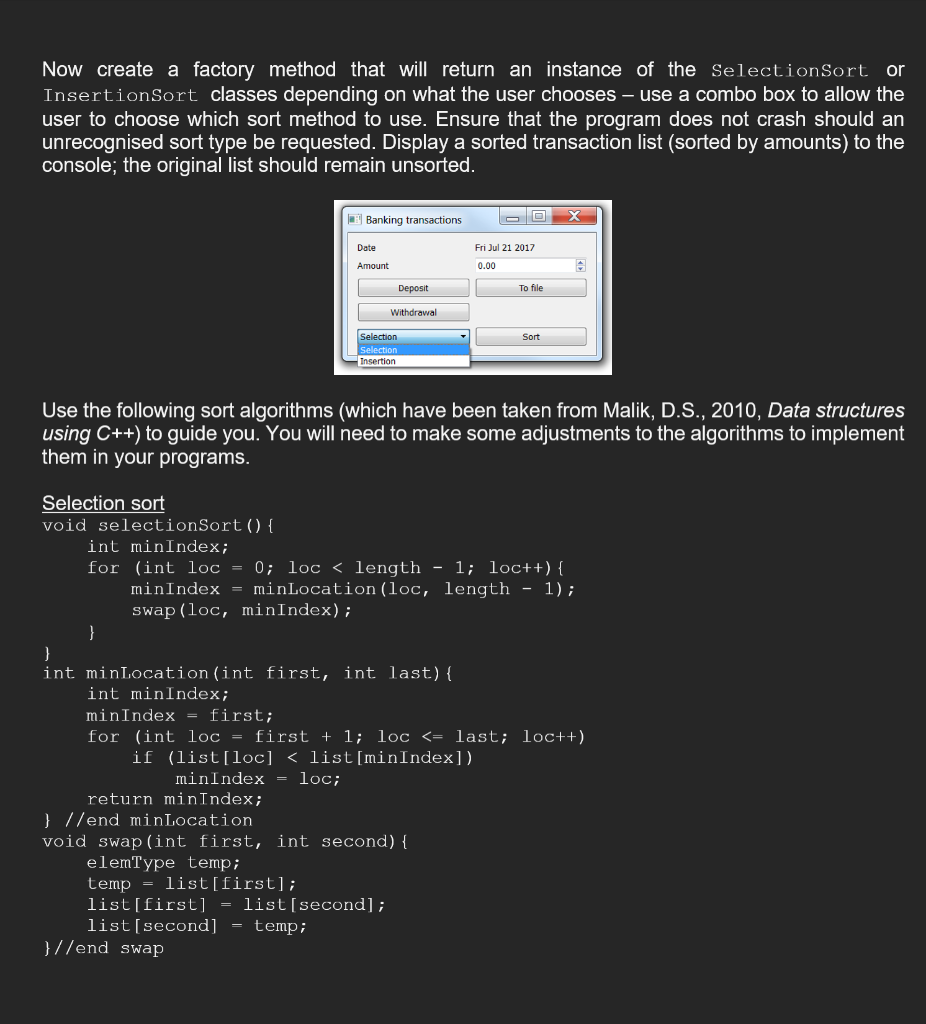 Implement a sort class hierarchy to implement the | Chegg.com