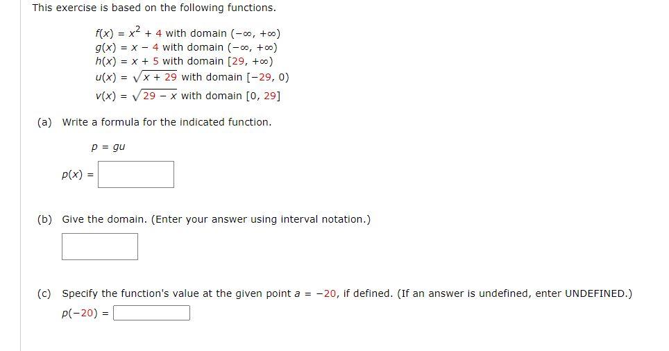 Solved = This exercise is based on the following functions. | Chegg.com