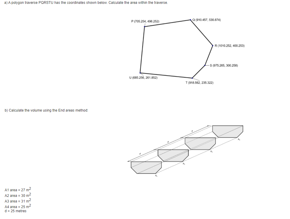Solved For the above what is the volume using the Prismoidal | Chegg.com