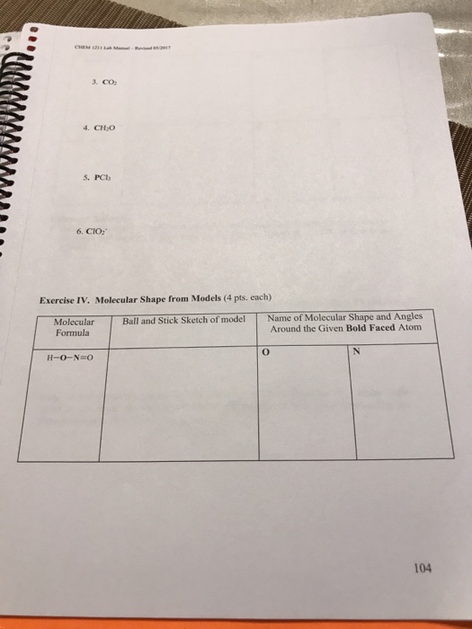 Solved CHEM 121 Lab Chemical Bonding and Molecular Structure | Chegg.com