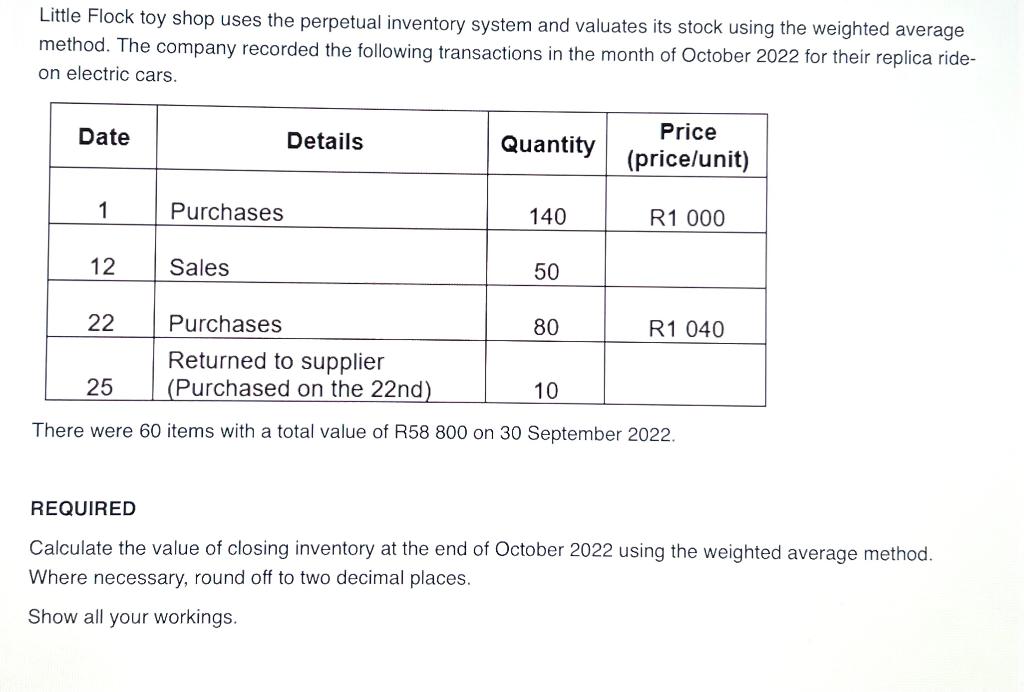 Solved Little Flock toy shop uses the perpetual inventory | Chegg.com