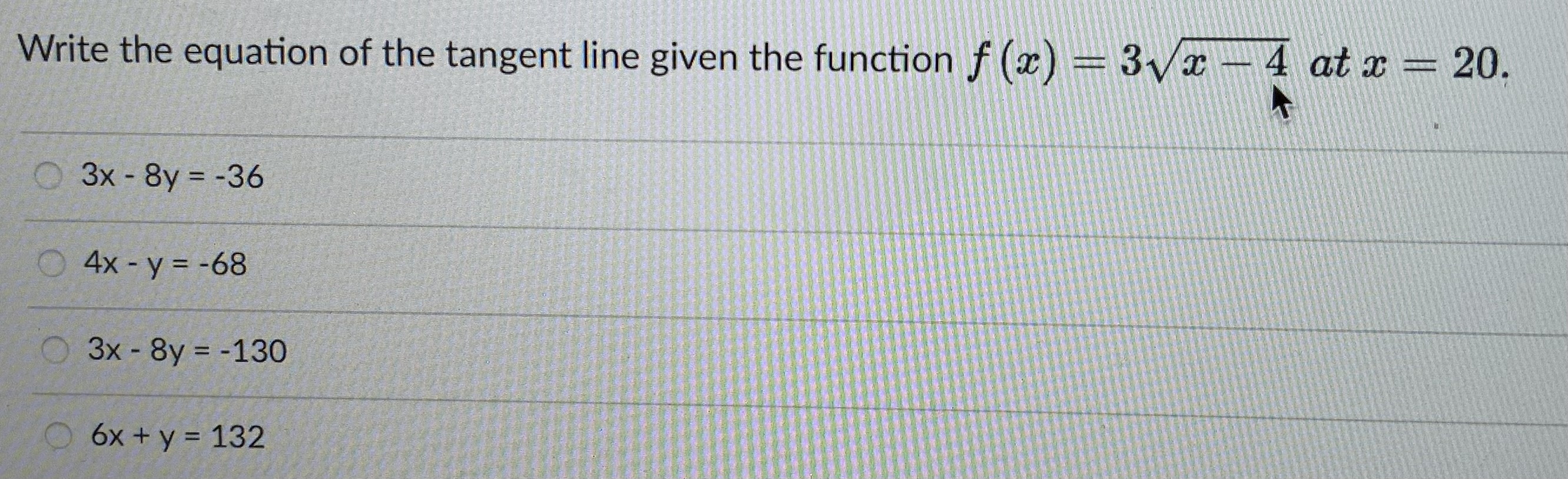 Solved Write the equation of the tangent line given the | Chegg.com