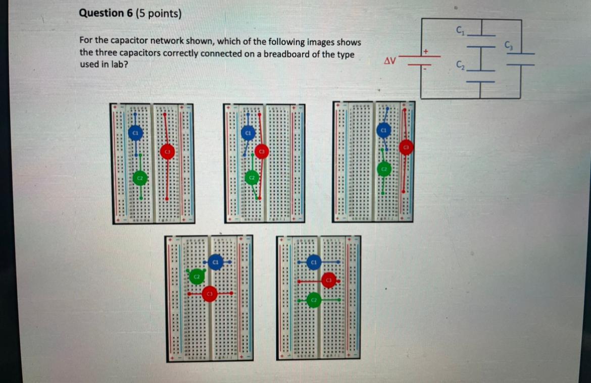 Solved Question 6 (5 points) For the capacitor network | Chegg.com