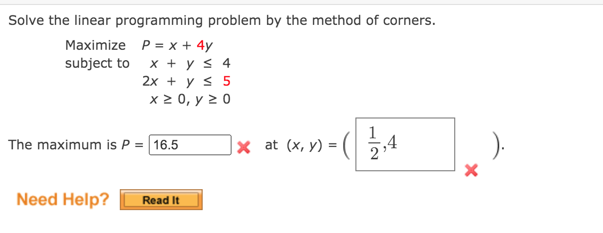 Solved Solve the linear programming problem by the method of | Chegg.com