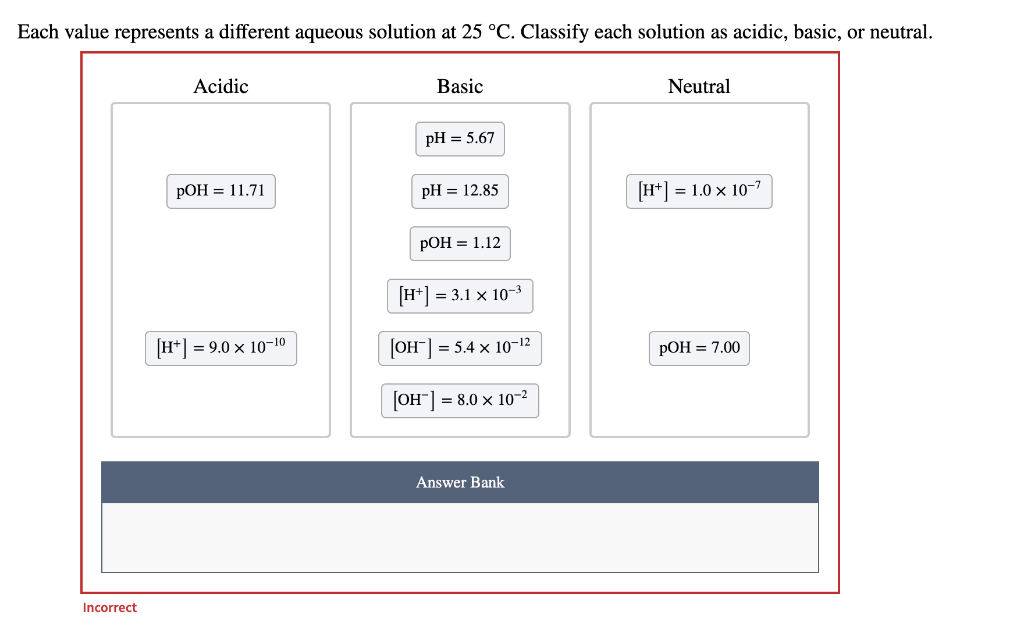 Solved Each value represents a different aqueous solution at | Chegg.com
