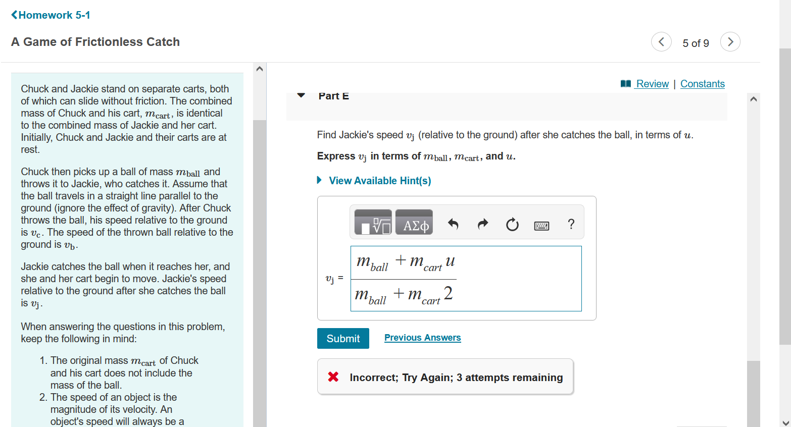 Solved A Game of Frictionless Catch Chuck and Jackie stand | Chegg.com