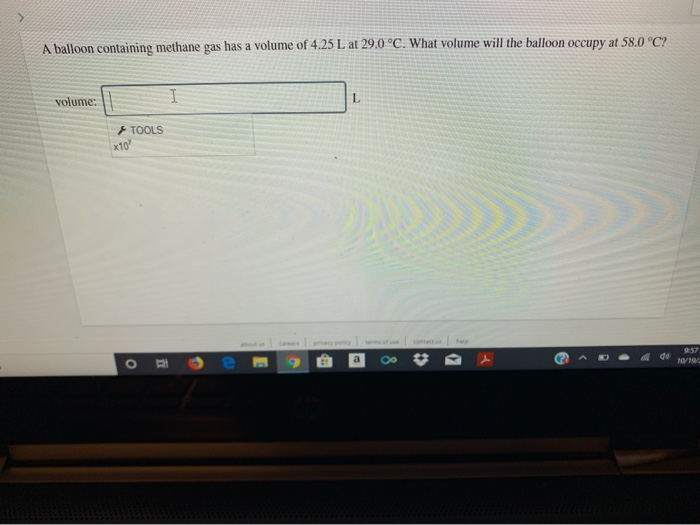 Solved A balloon containing methane gas has a volume of 4.25 | Chegg.com