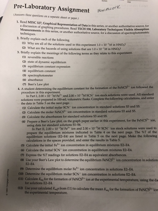 Solved Pre-Laboratory Assignment Answvers these questions on | Chegg.com