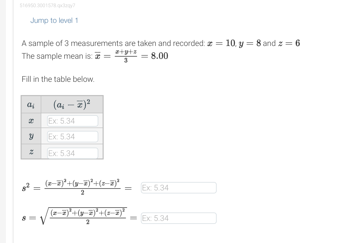 Solved A sample of 3 measurements are taken and recorded: | Chegg.com