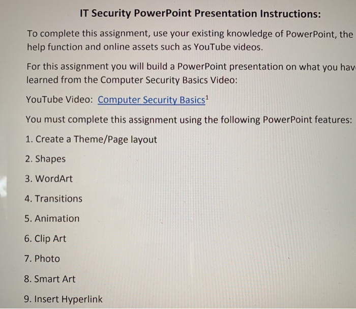 Solved IT Security PowerPoint Presentation Instructions: To | Chegg.com