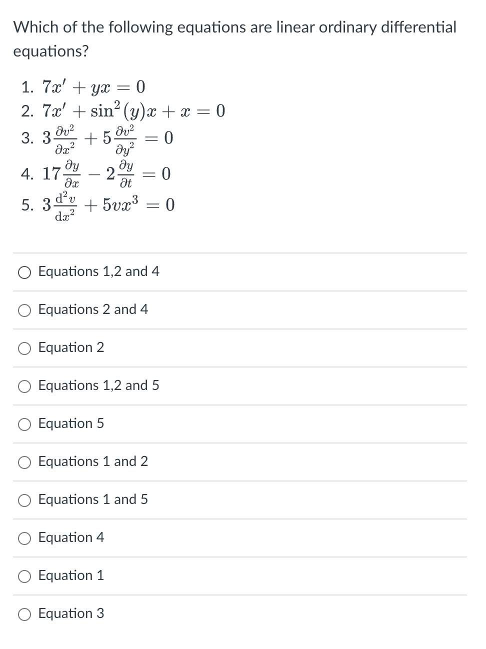 Solved Which of the following equations are linear ordinary | Chegg.com
