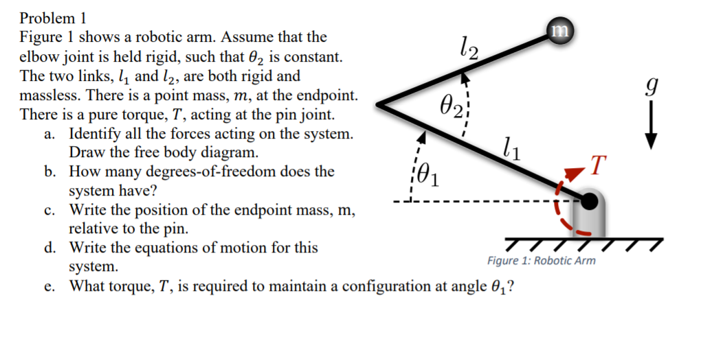 Solved 12 g Problem 1 Figure 1 shows a robotic arm. Assume | Chegg.com