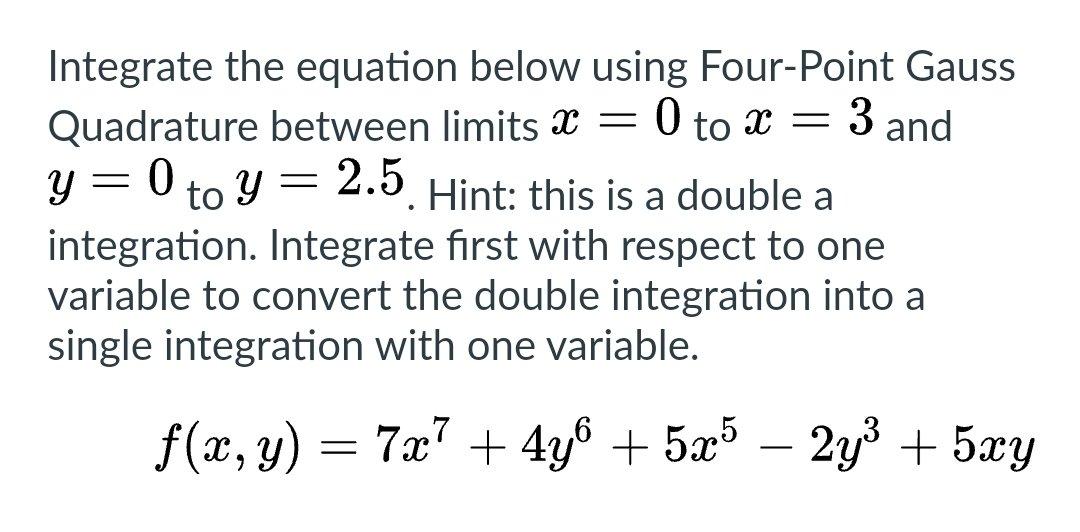 Question in the pic note: use double integration | Chegg.com